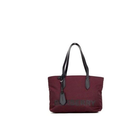 Burberry | Bags | Burberry Burgundy Logo Branded Nylon Tote Handbag ...